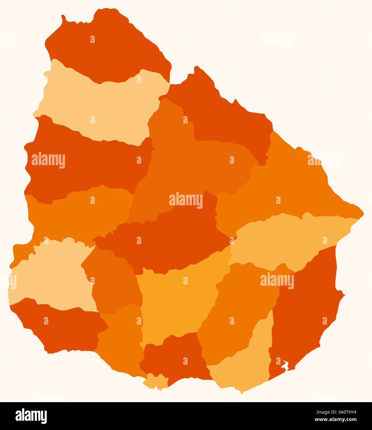 Map of Uruguay with regions. Just a simple country border map with ...
