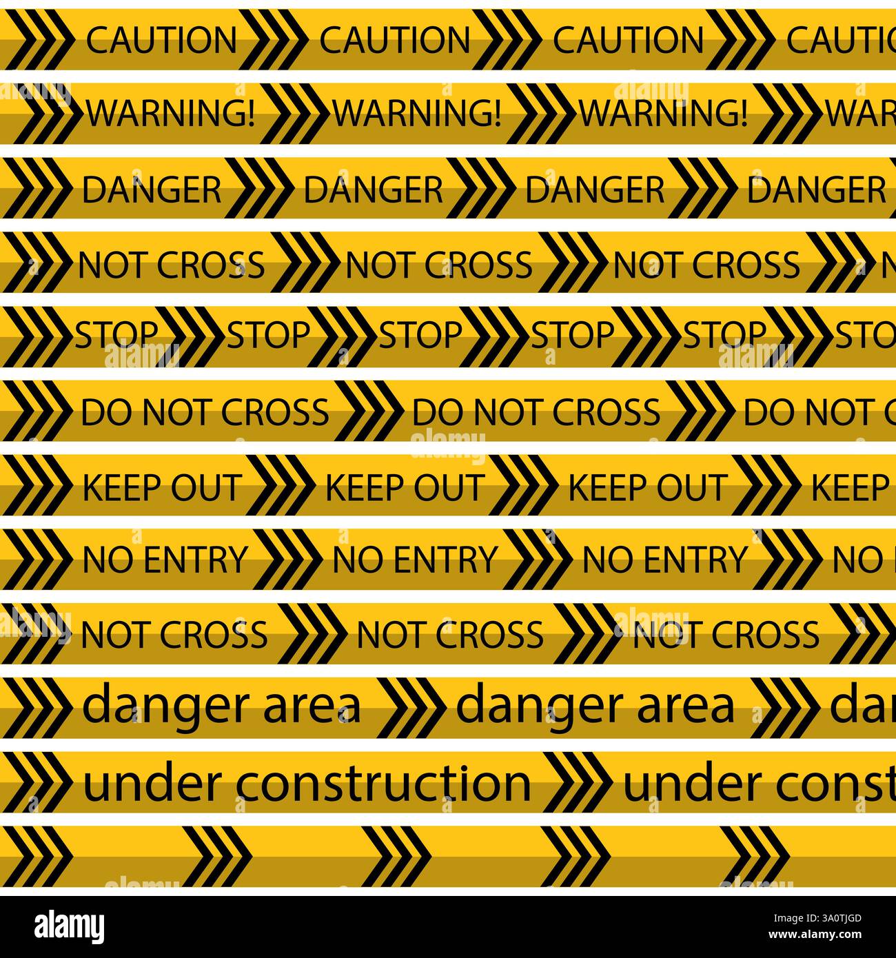 Vector Warning Tapes Set. Yellow and Black Danger Caution Sign. Striped ...