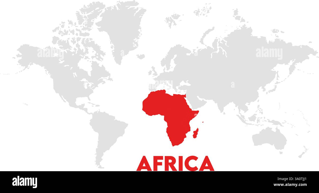 Map of Africa, highlighted on the world map, Africa on the world map ...