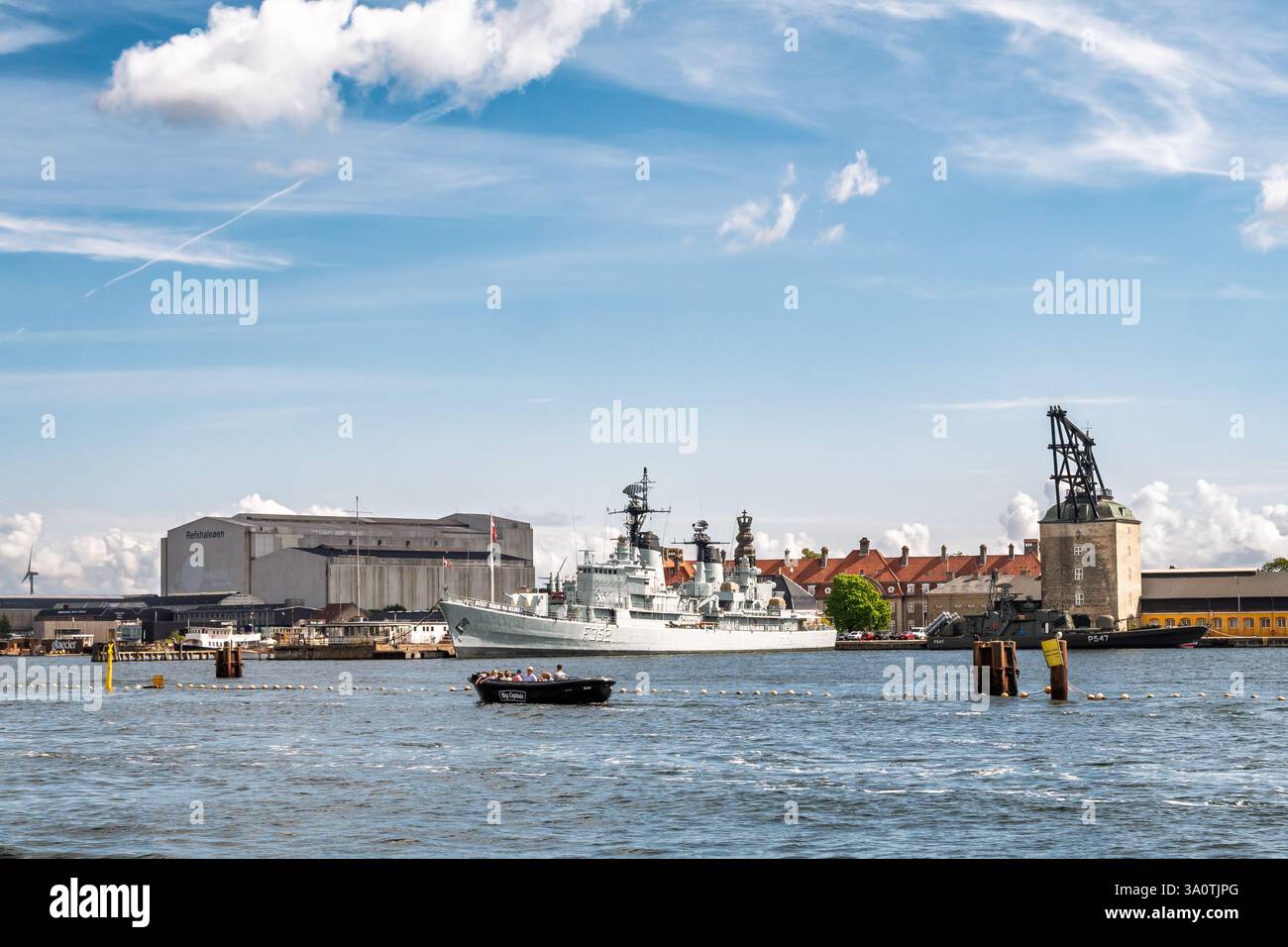 Holmen Naval Station Museum with old rigging sheers and HDMS Peder ...