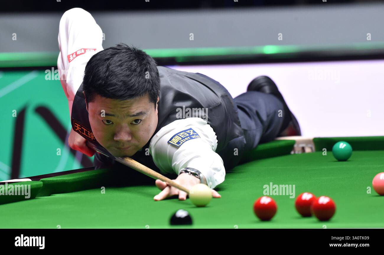 Hong Kong, China. 5th Mar, 2025. Ding Junhui of China competes during ...