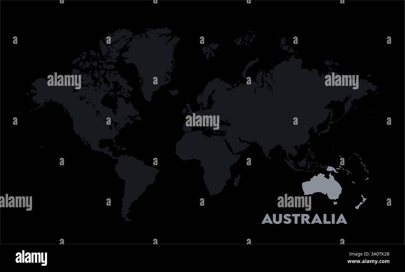 Map of Australia, highlighted on the world map, Australia on the world ...