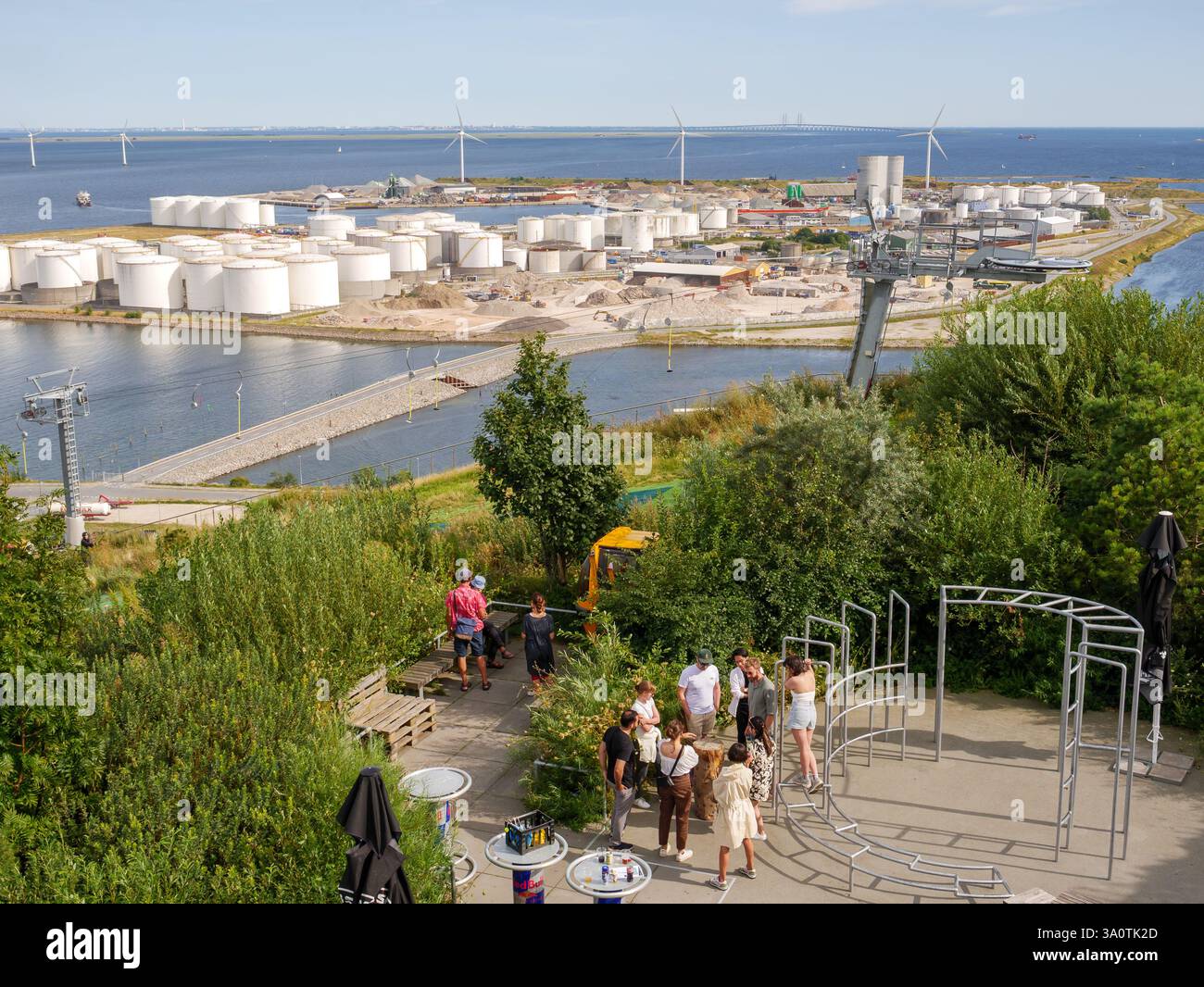People on CopenHill ski slope on Amager Bakke power plant, Prøvestenen ...