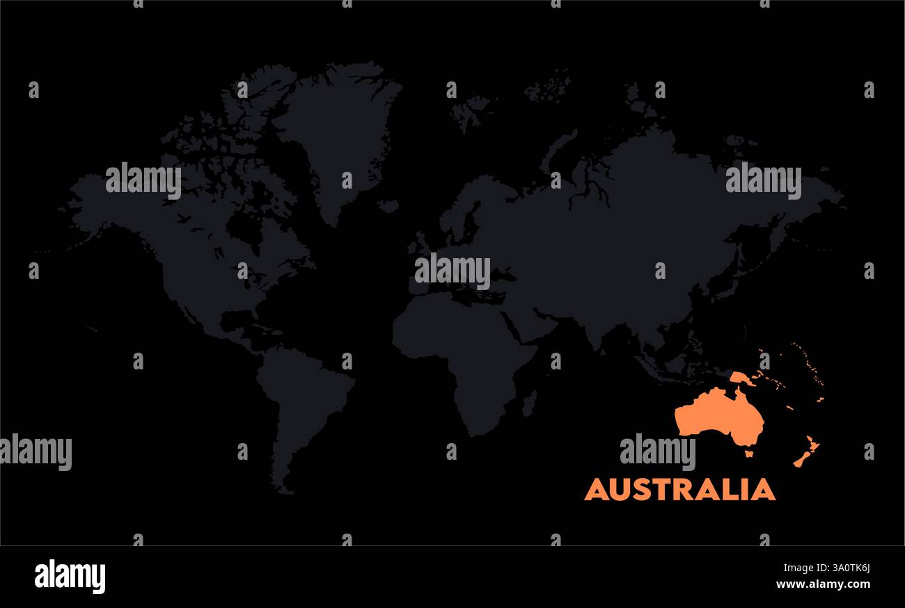 Map of Australia, highlighted on the world map, Australia on the world ...