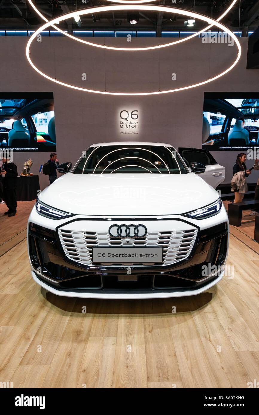 Audi Q6 Sportback e-tron (2025) electric SUV car at the Paris Motor ...