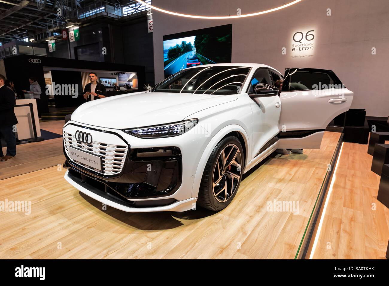 Audi Q6 Sportback e-tron (2025) electric SUV car at the Paris Motor ...