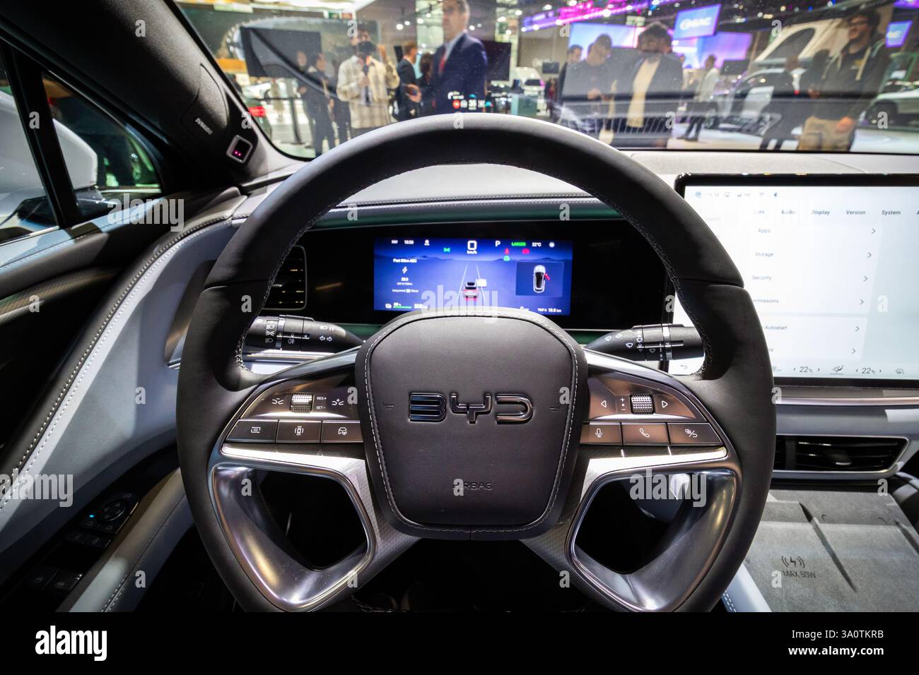 BYD Sealion 7 (2025) ev car dashboard interior at the Paris Motor Show ...