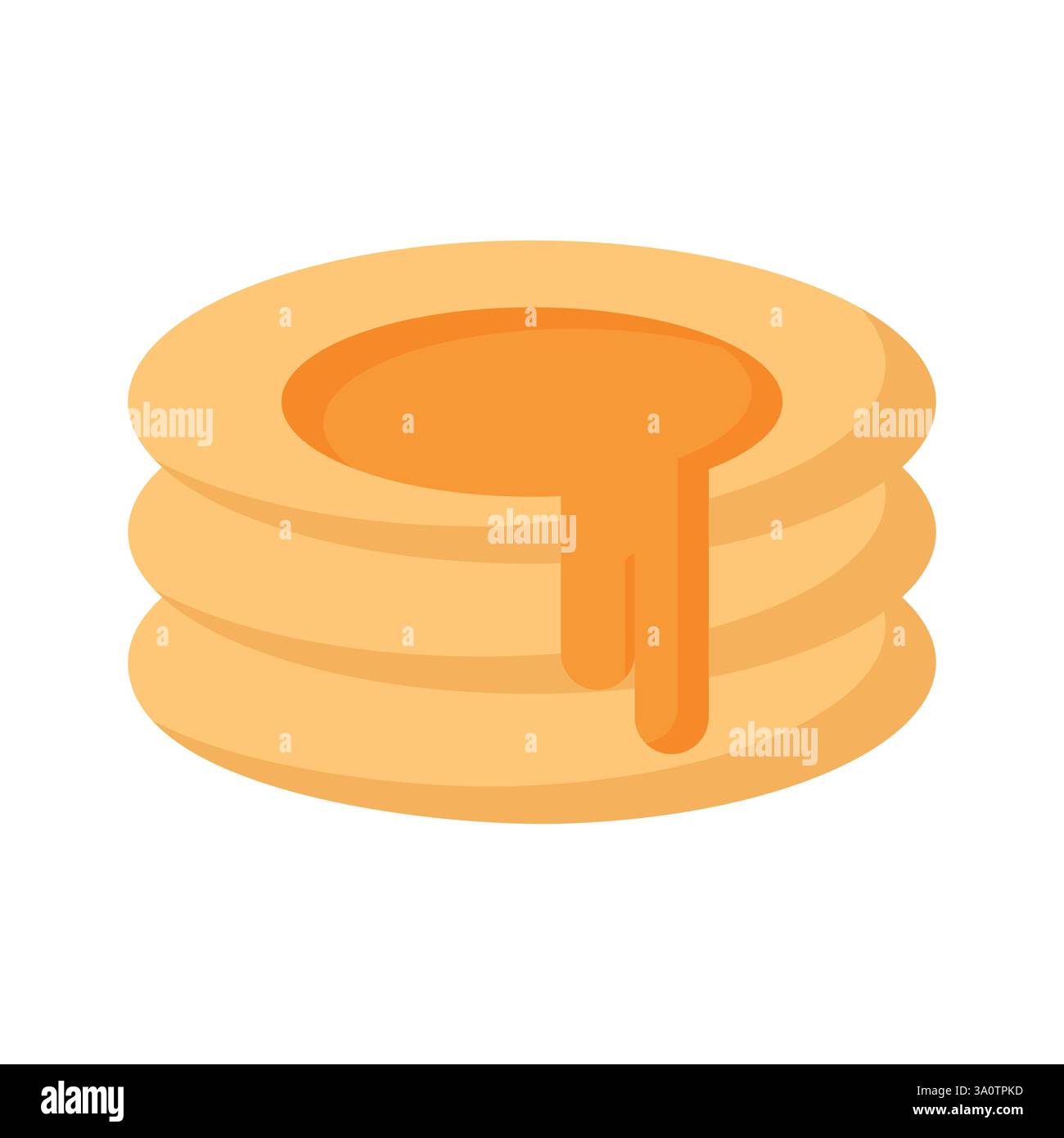 Pancake with caramel cream topping, freshly made pancake stack with butter and syrup Stock ...