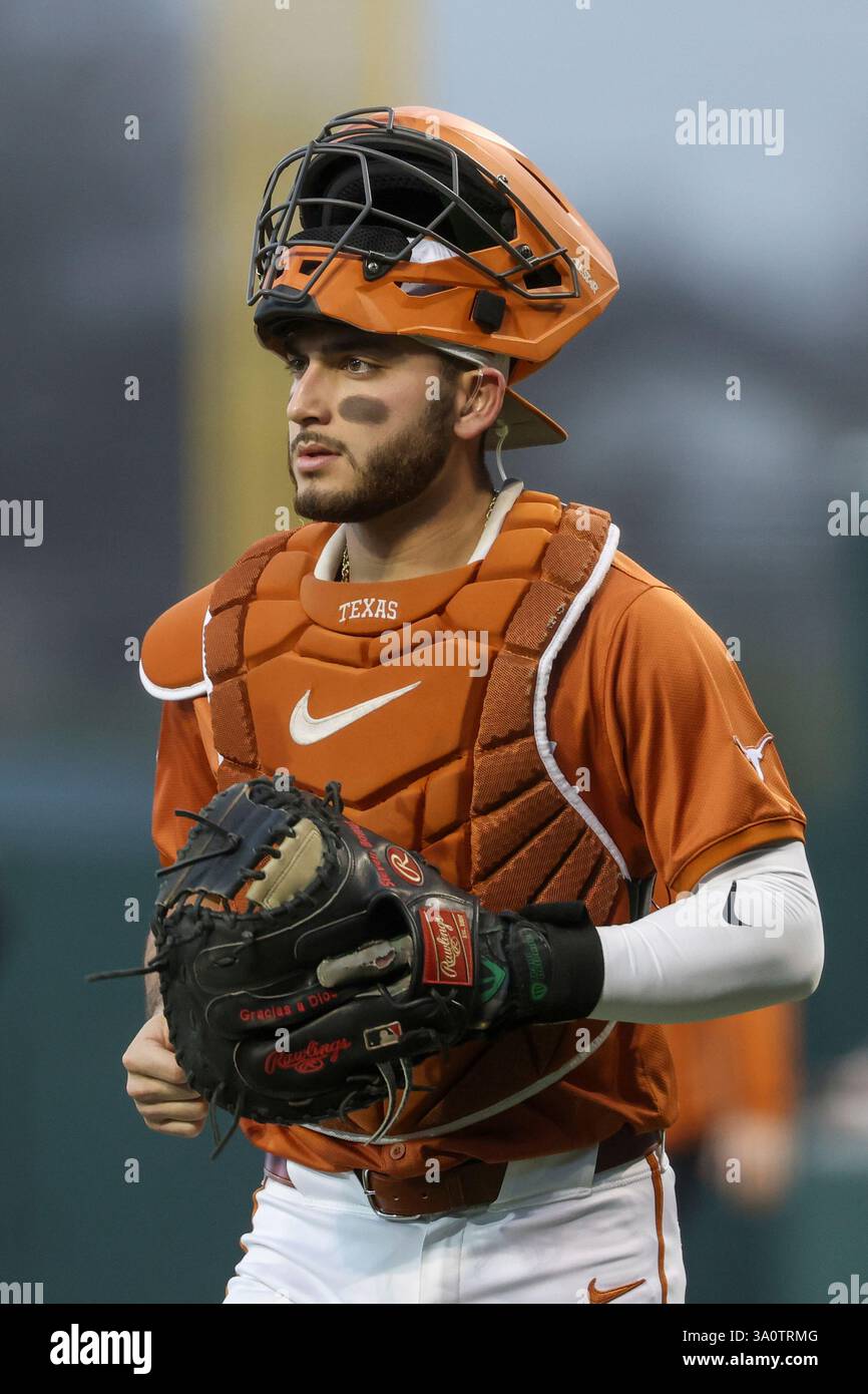 AUSTIN, TX - MARCH 04: Texas catcher Rylan Galvan (6) jogs onto the ...