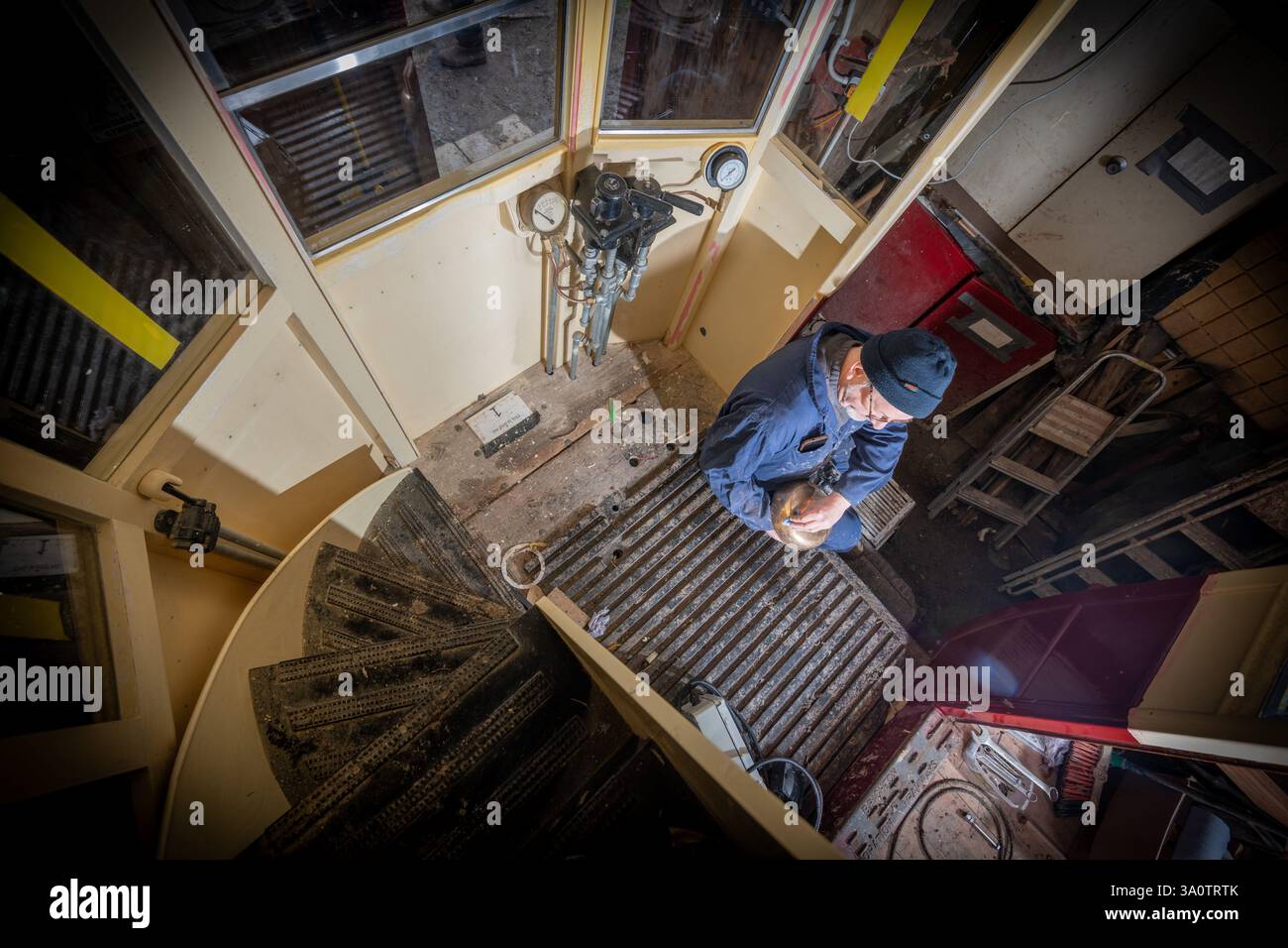 Guy Hall polishing the bell of Tram 53 built in 1936 by Brighton ...