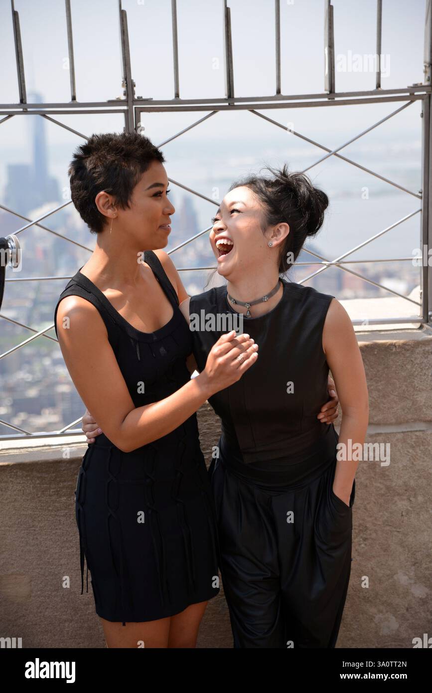 Alexandra Shipp (L) and Lana Condor attending the 'X-Men Cast Lights ...
