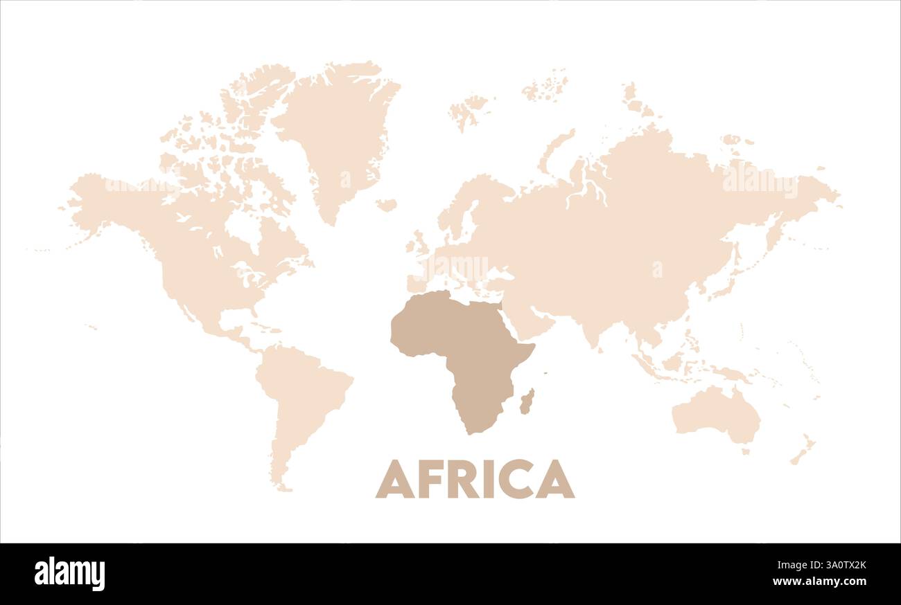 Map of Africa, highlighted on the world map, Africa on the world map ...