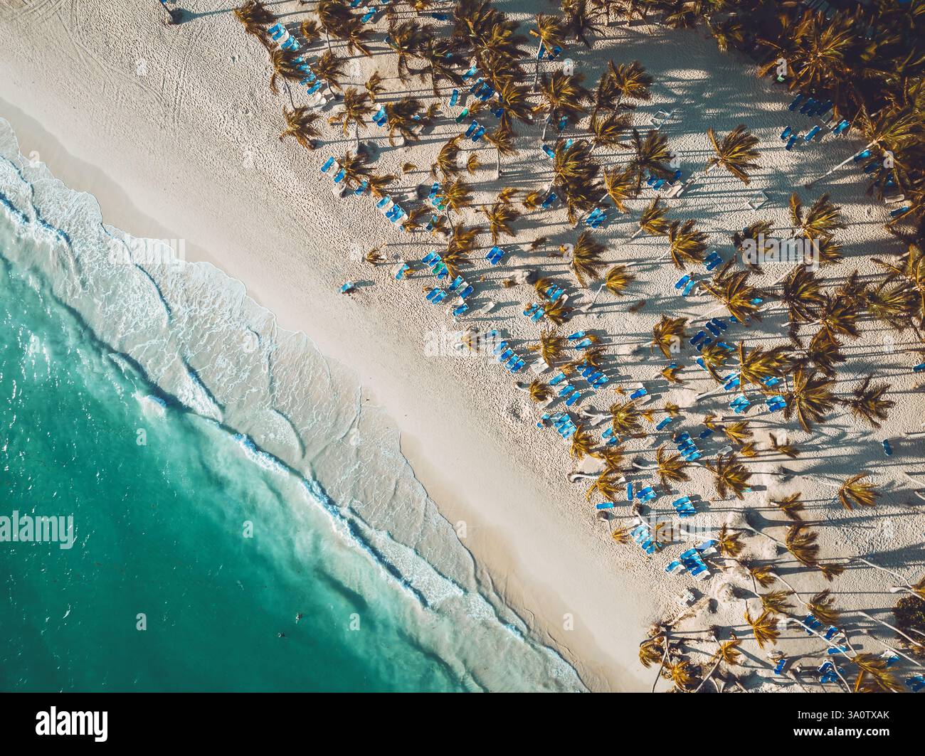 Aerial view of tropical island beach, Dominican Republic Stock Photo ...