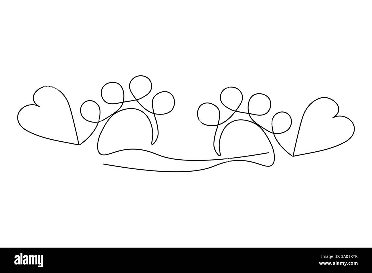 Dog paw continuous one line art and isolated outline vector ...