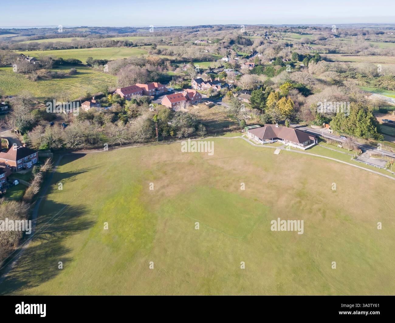 aerial view of burwash common village pavilion and village hall in east ...