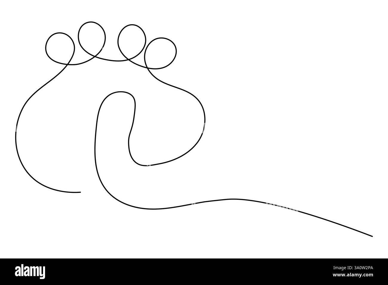 Dog paw continuous one line art and isolated outline vector ...