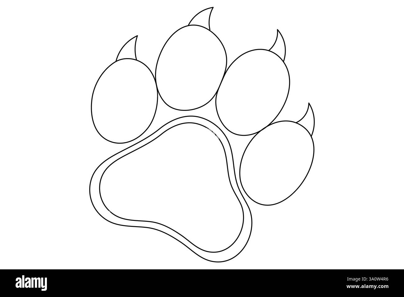 Dog paw continuous one line art and isolated outline vector ...