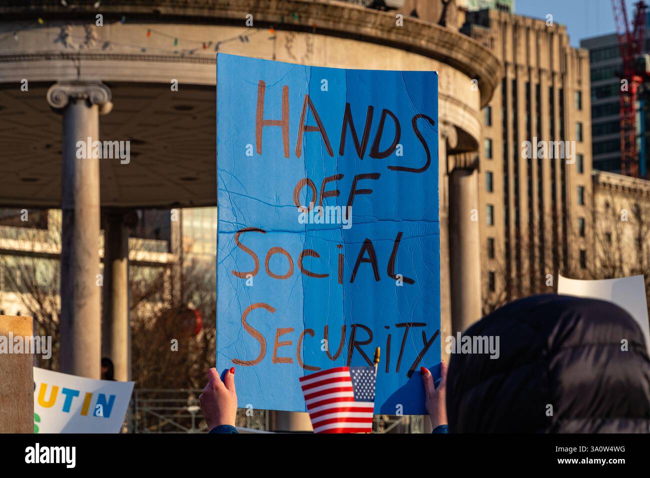 Boston, MA, US-March 4, 2025: Anti-Trump protest in Boston Common ...