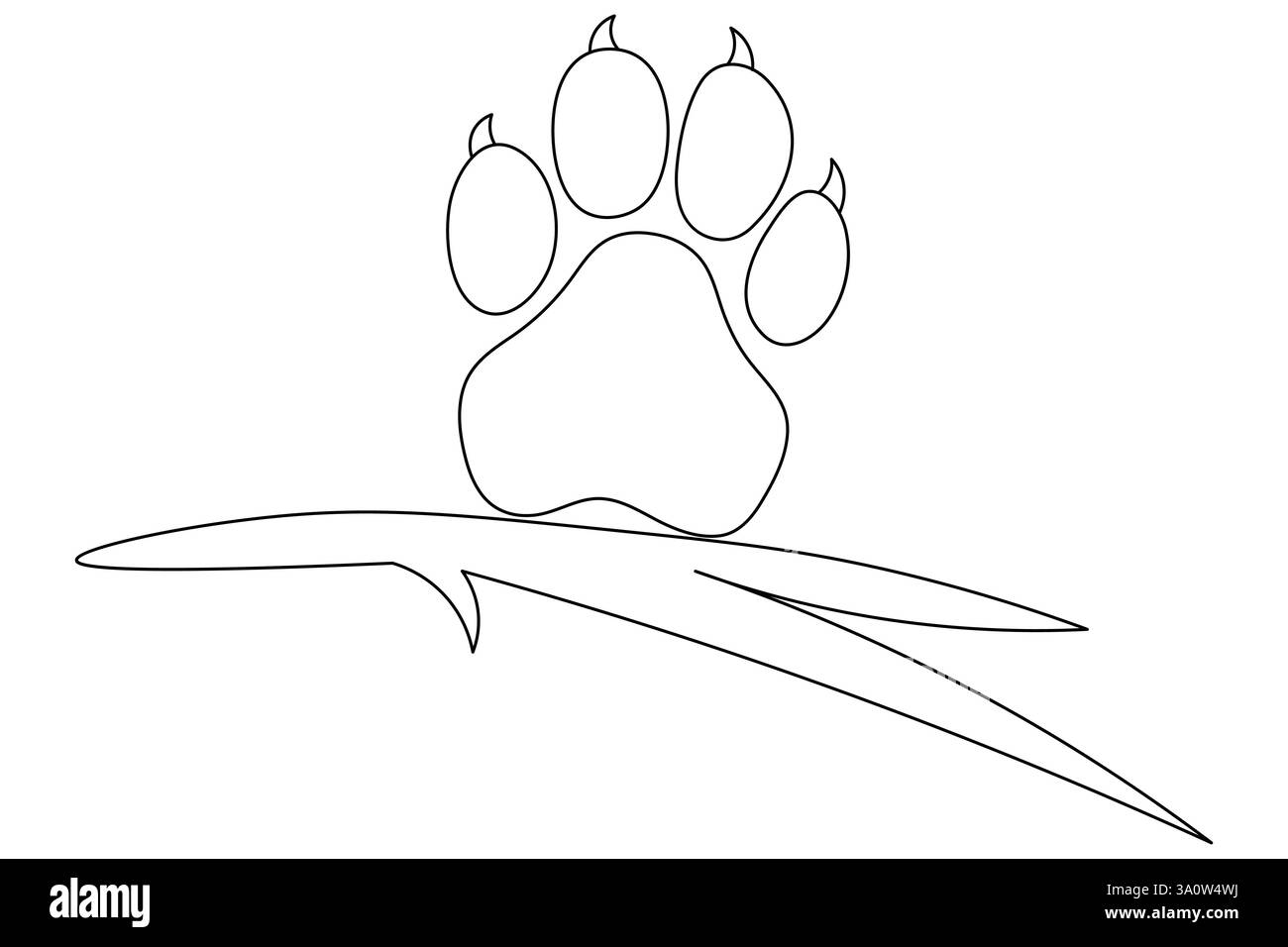 Dog paw continuous one line art and isolated outline vector ...