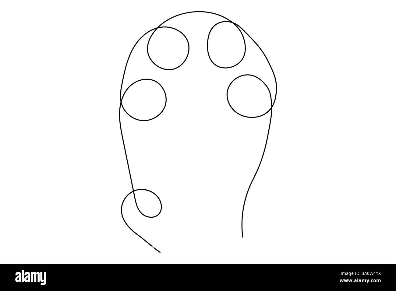 Dog paw continuous one line art and isolated outline vector ...