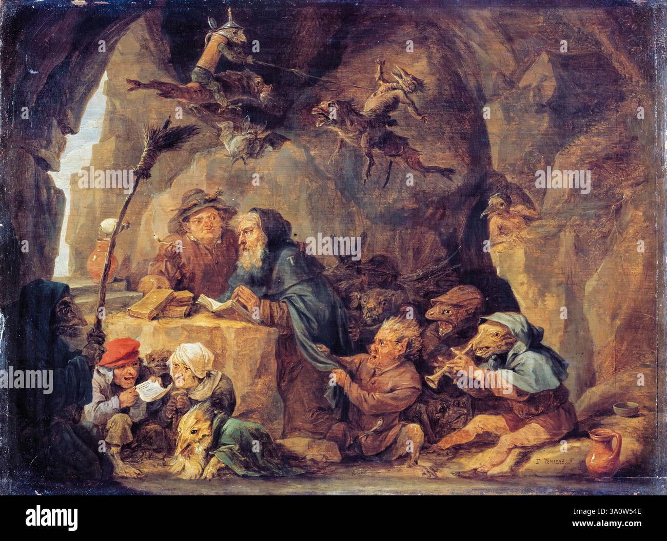 Temptation of Anthony the Abbot (Saint Anthony), painting in oil on panel by David Teniers the ...