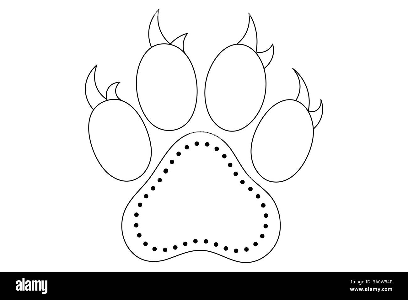Dog paw continuous one line art and isolated outline vector ...