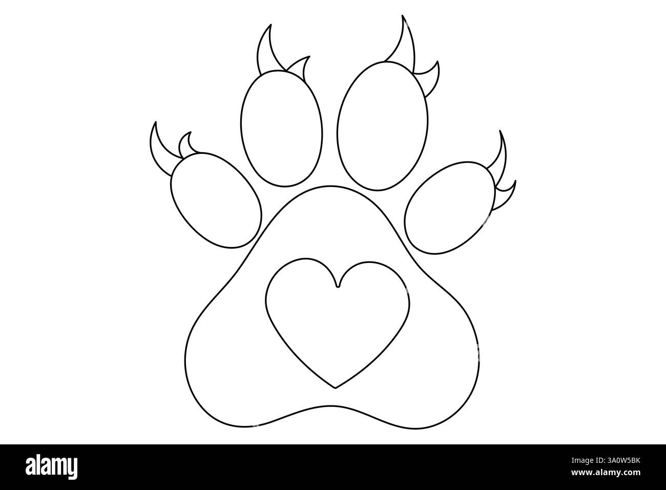Dog paw continuous one line art and isolated outline vector ...