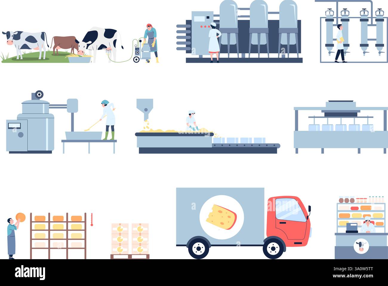 Cheese production. Food technology, cheese product from fresh raw milk ...