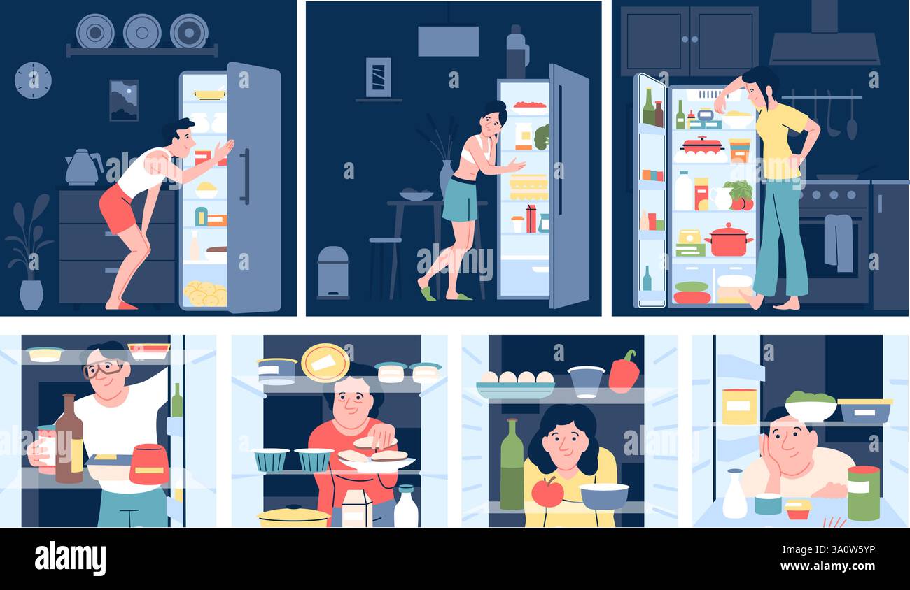 Eating at night on kitchen. Last evening dinner, eat disorder and ...