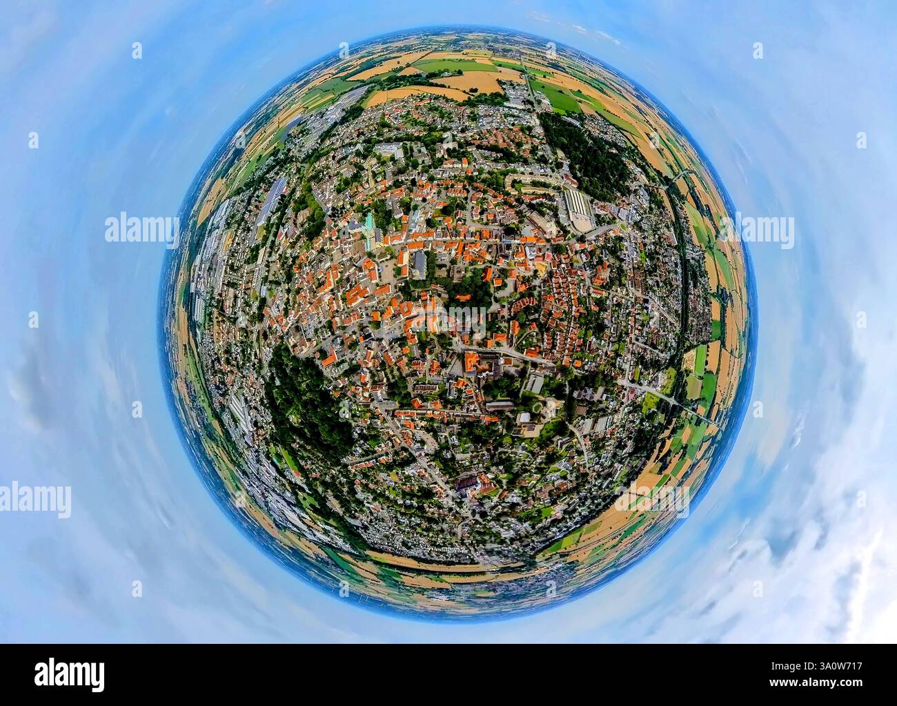Aerial view, old town and market square with pilgrimage basilica Mariä ...