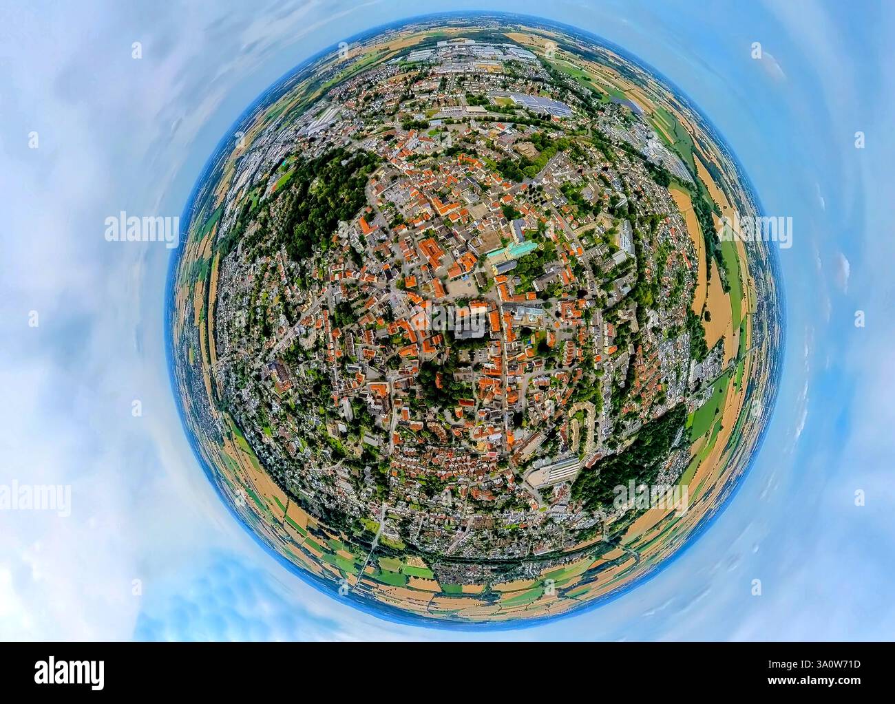 Aerial view, old town and market square with pilgrimage basilica Mariä ...