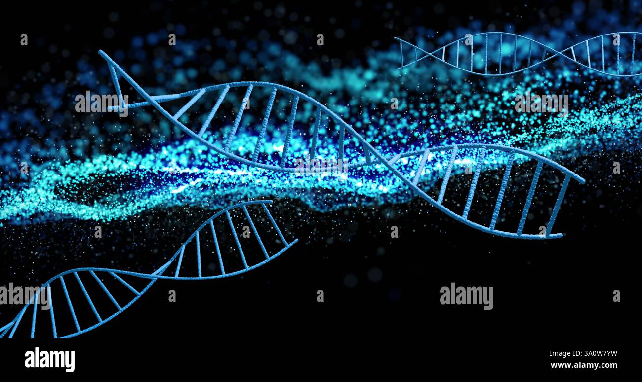 Image of spots moving over dna strand Stock Photo - Alamy