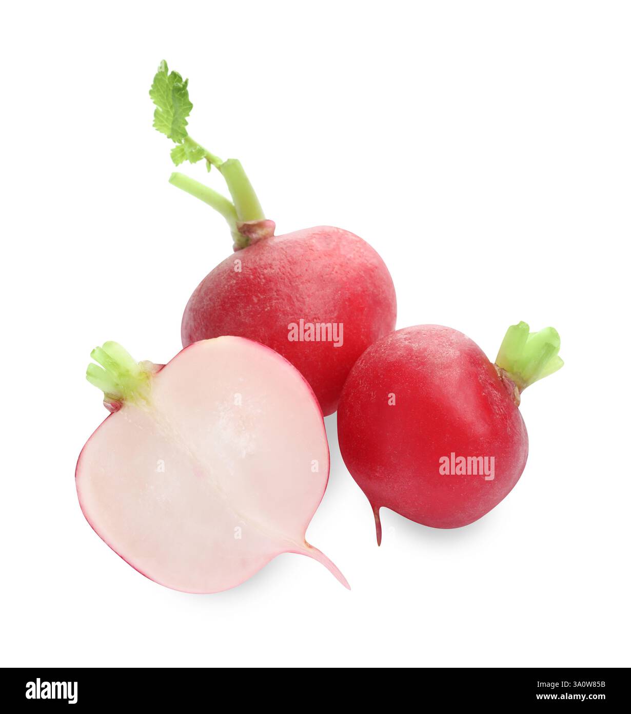 Whole and cut radishes isolated on white Stock Photo - Alamy