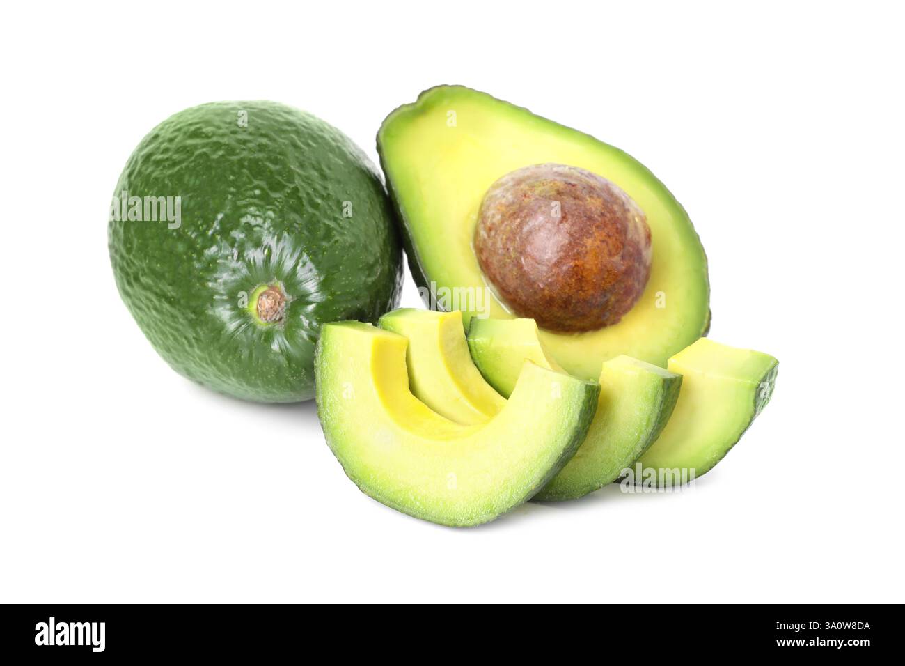 Whole and cut avocados isolated on white Stock Photo - Alamy
