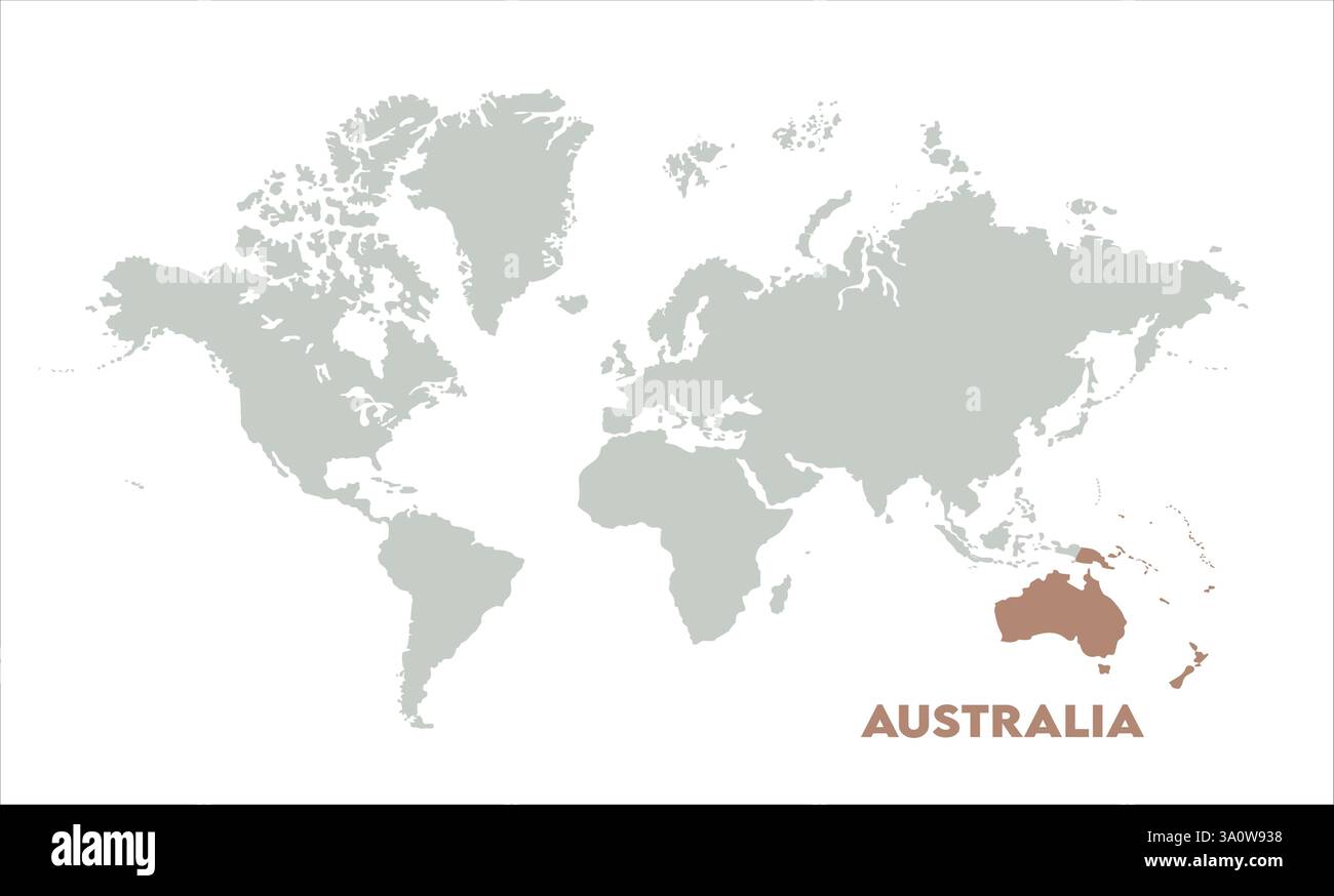 Map of Australia, highlighted on the world map, Australia on the world ...
