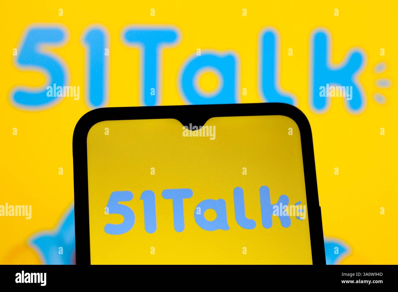 In this photo illustration, the 51Talk Online Education Group logo is seen displayed on a ...