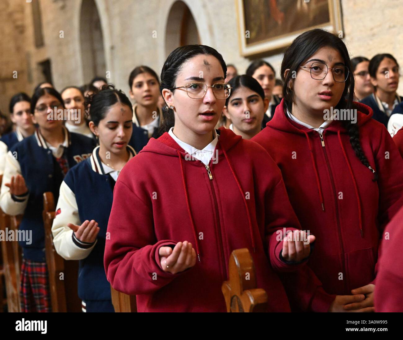 Bethlehem, West Bank. 05th Mar, 2025. Palestinian Catholic students ...