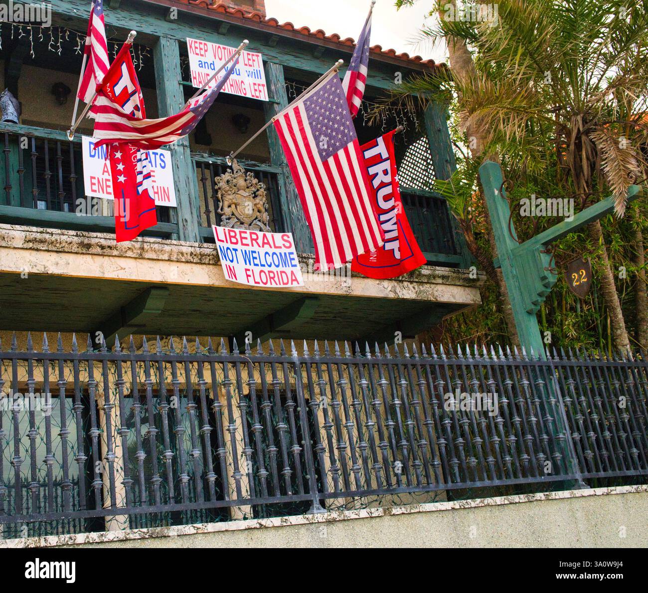 February 23, 2025 St. Augustine, FL, USA Anti liberal and Democrat ...