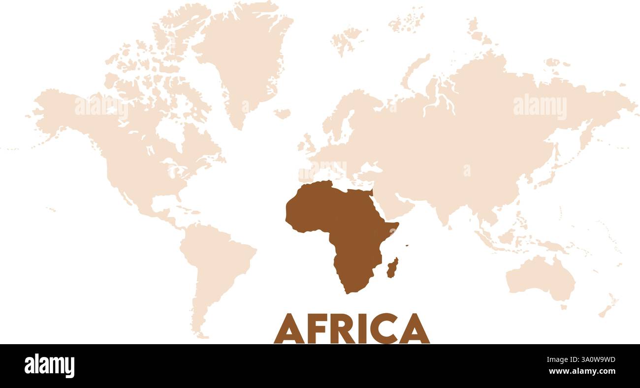 Map of Africa, highlighted on the world map, Africa on the world map ...