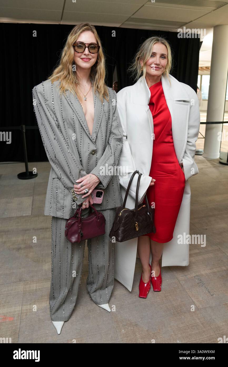 Chiara Ferragni, left, and Cameron Diaz backstage after the Stella ...