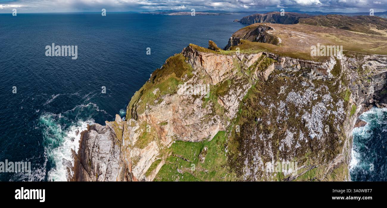 Aerial view of the cliffs of Horn Head at the wild atlantic way in ...
