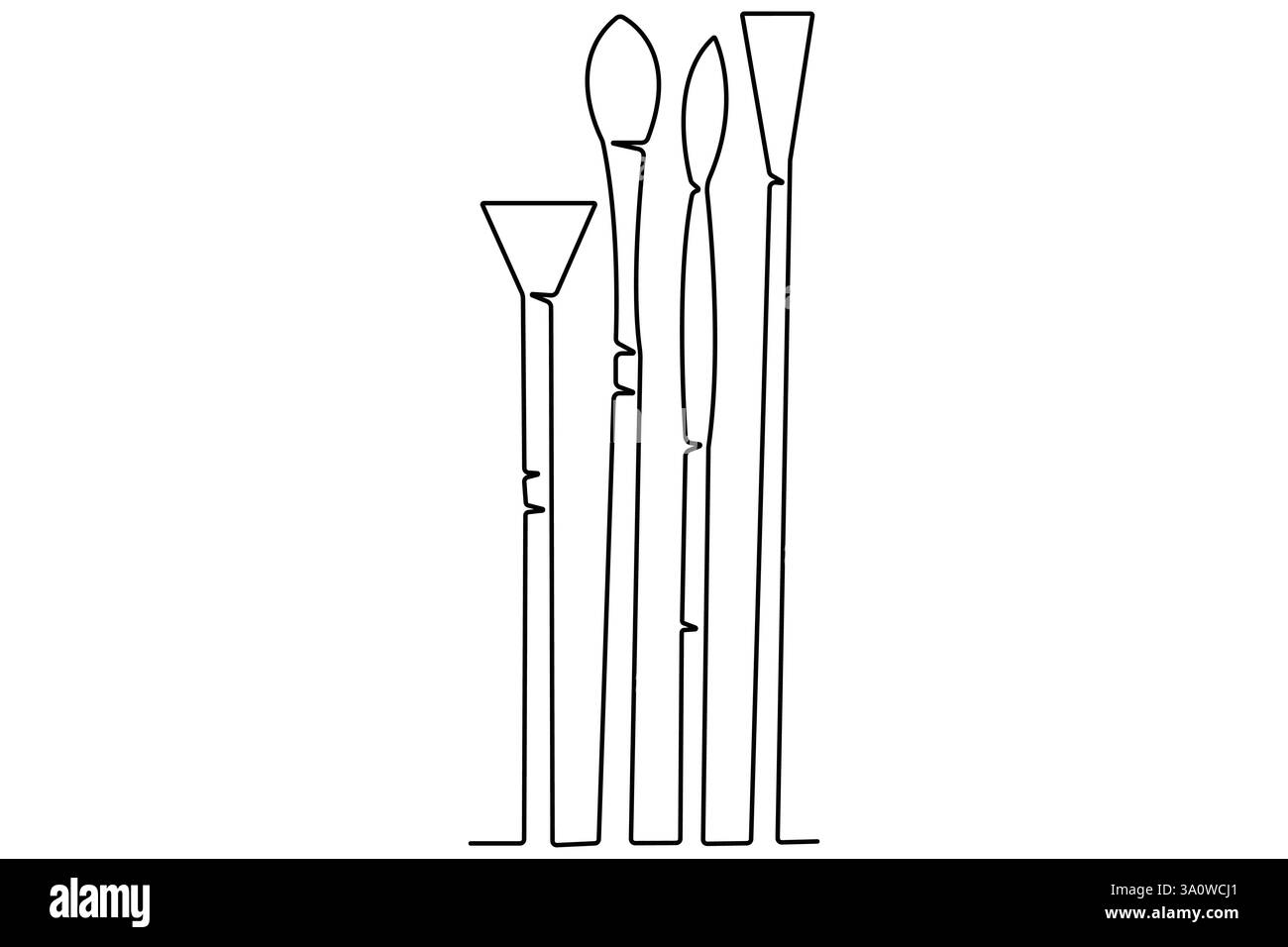 World art day continuous one line drawing of painting tools outline ...