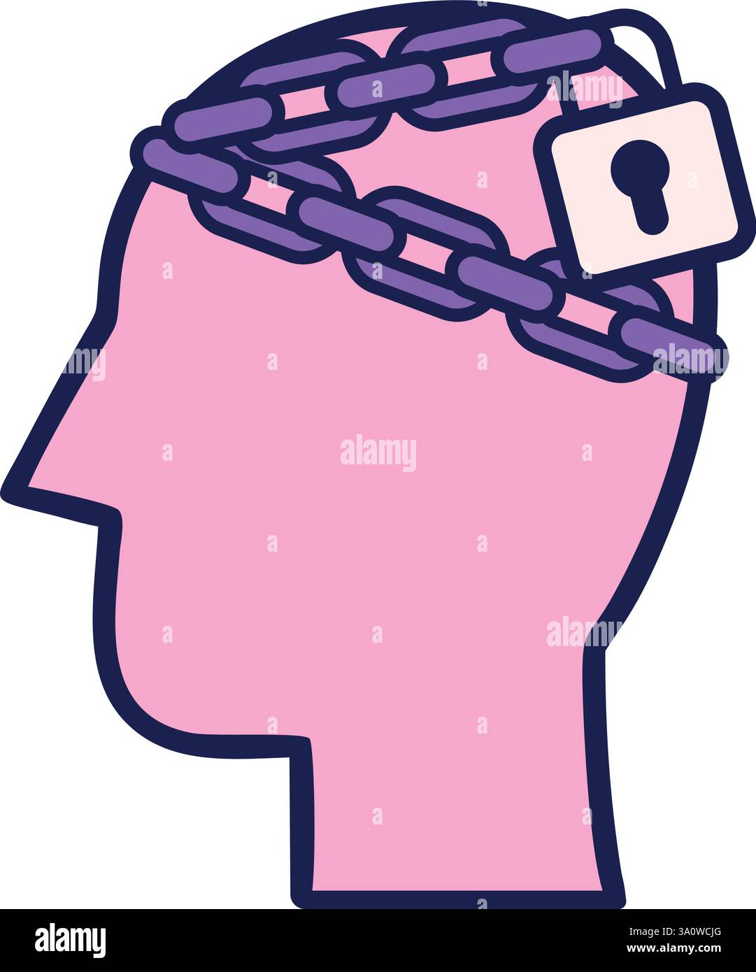 Fixed Mindset Locked Brain Stock Vector Image & Art - Alamy