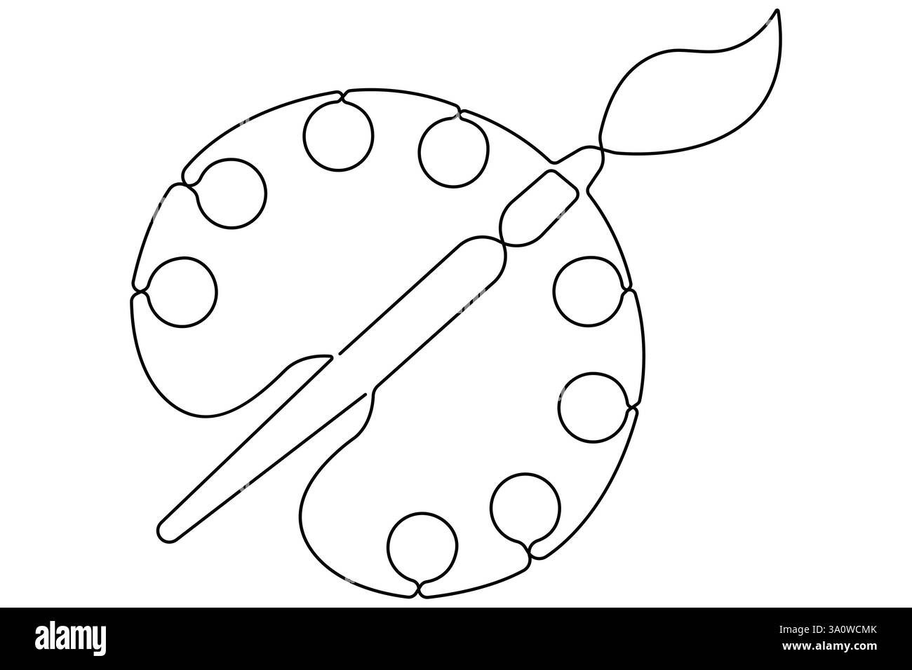 World art day continuous one line drawing of painting tools outline ...