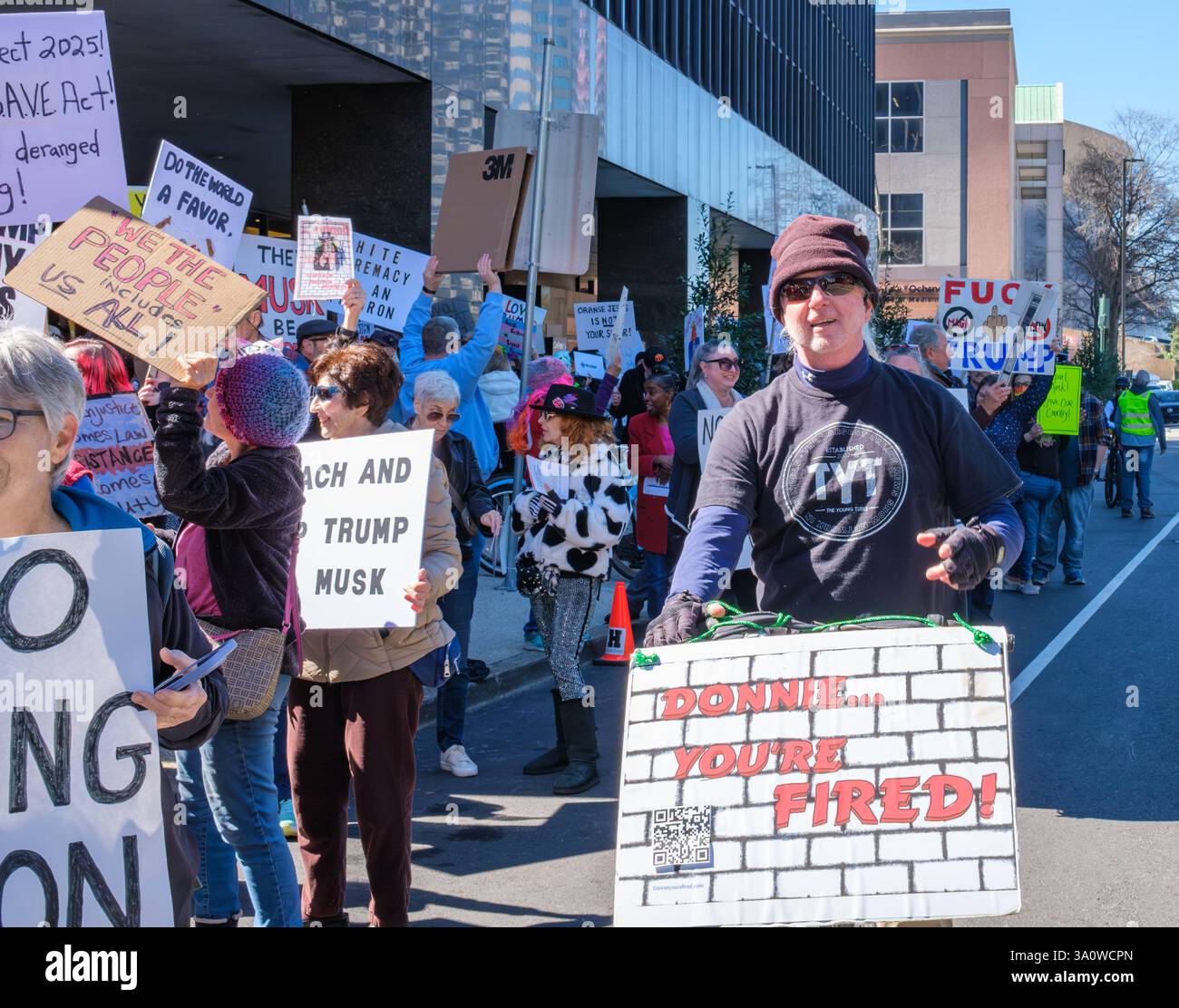 New Orleans, LA, USA - February 17, 2025: Closeup of pro democracy ...