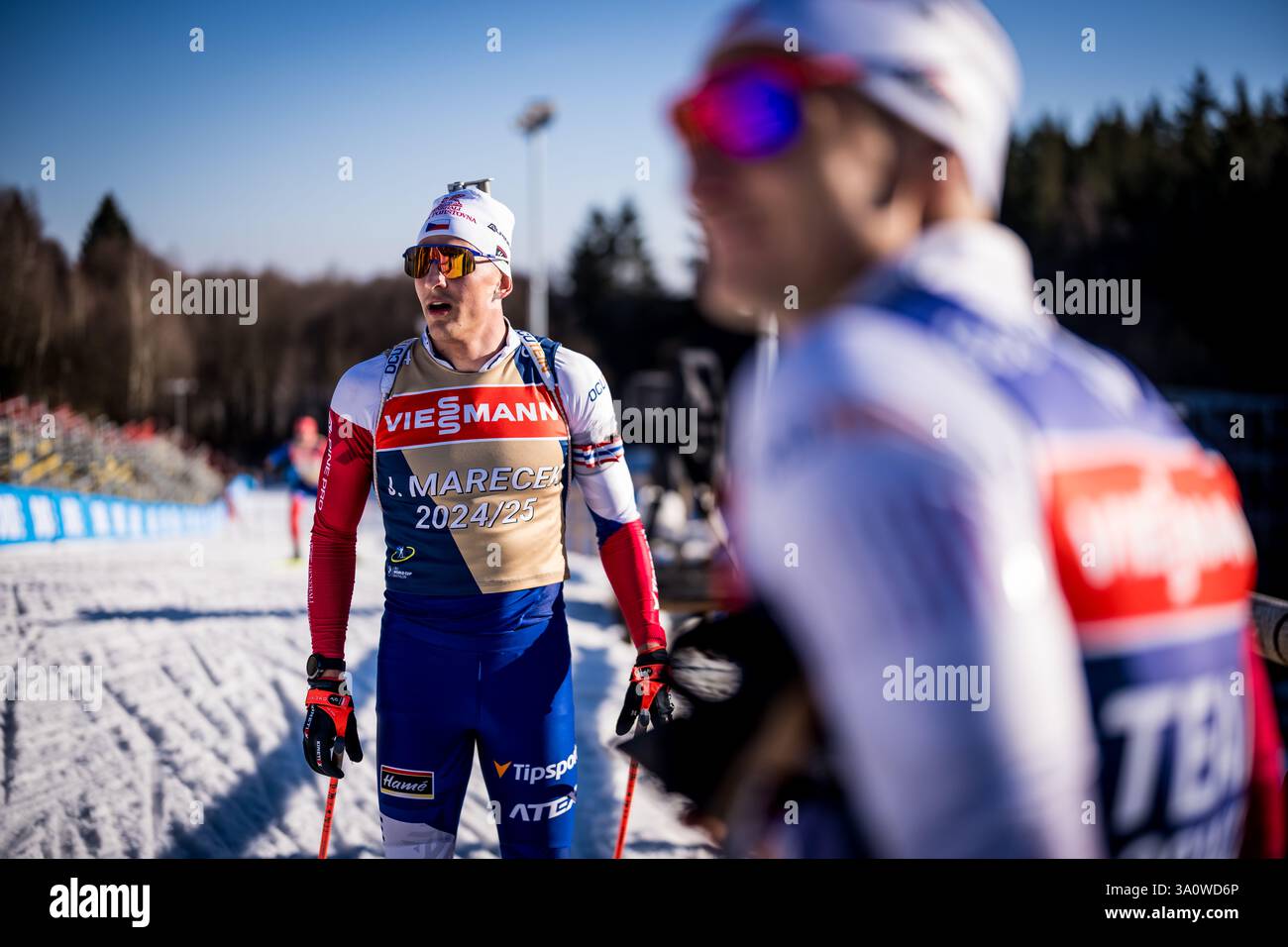 Jonas Marecek of the Czech Republic at a training session before the ...