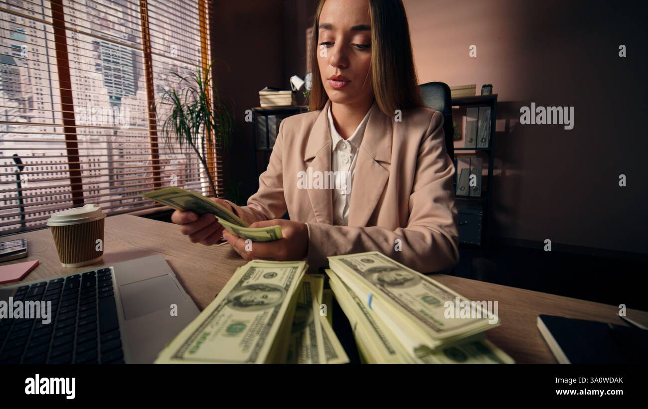 Rich successful Caucasian business woman female girl office worker ...