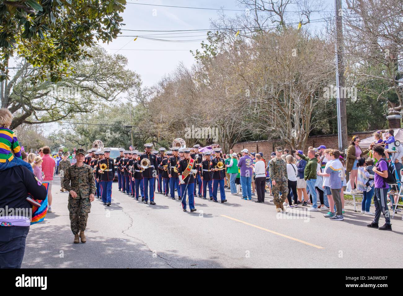 New Orleans, LA, USA - March 2, 2025: Marine Corps Marching Band march ...