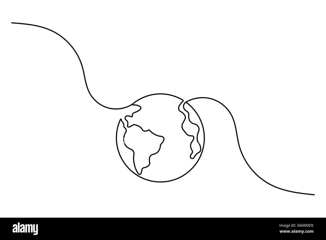 Earth hour continuous one line art drawing of isolated vector ...