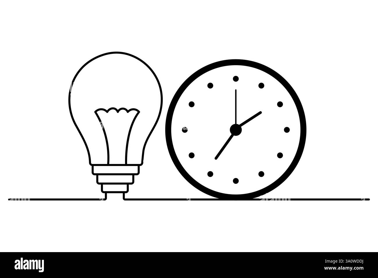 Earth hour continuous one line art drawing of isolated vector ...